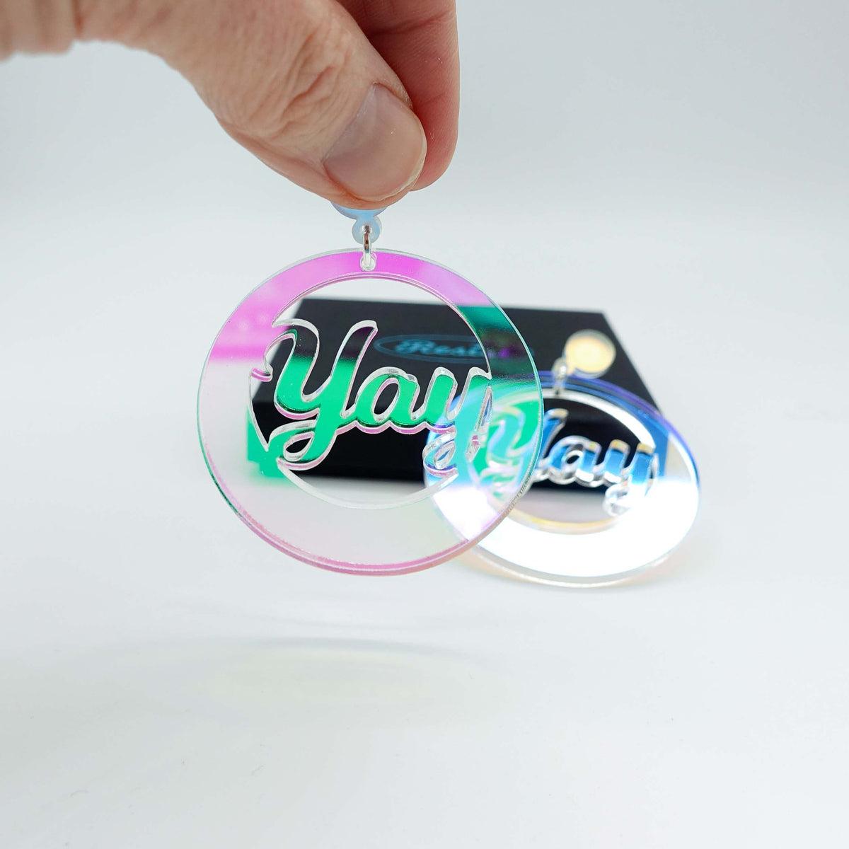 Iridescent Word Hoops | Earrings for Going Out OUt – Wear and Resist