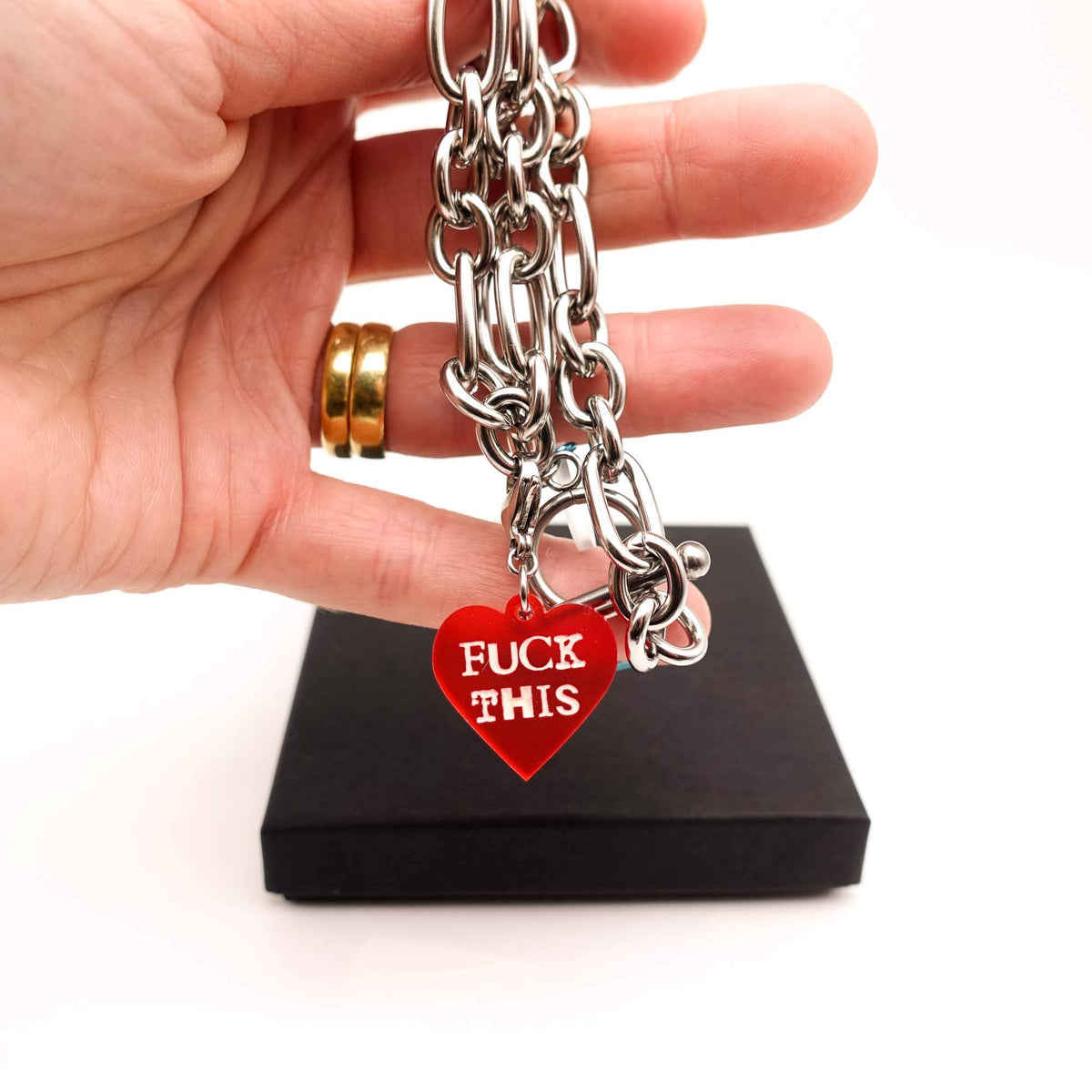 Chunky chain charm necklace with choice of THREE heart charms – Wear ...